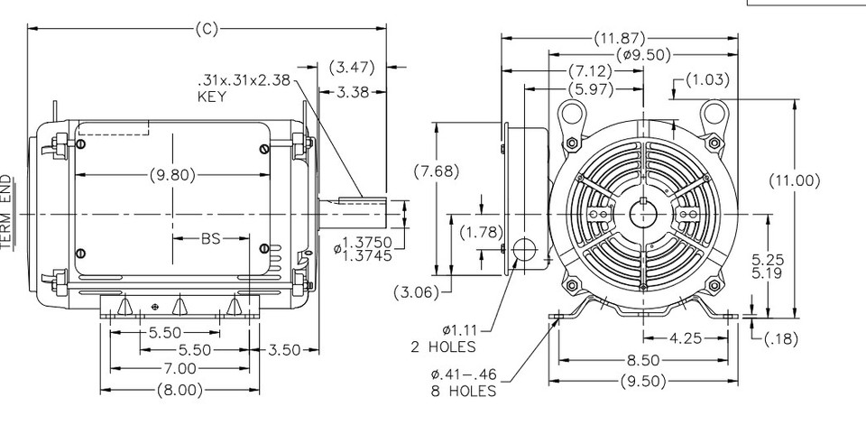 I144 Marathon 3 hp 1200 RPM 213T Frame 230V Open Drip Marathon Electric ...