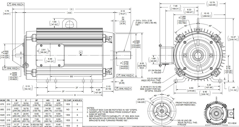 Y545 Marathon 7 1/2 hp 1800 RPM 3-Phase 213TC Frame TENV (rigid base ...