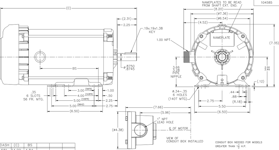 I515 Marathon 2 hp 1800 RPM 3-Phase 145T Frame TEFC (rigid base) 575V ...