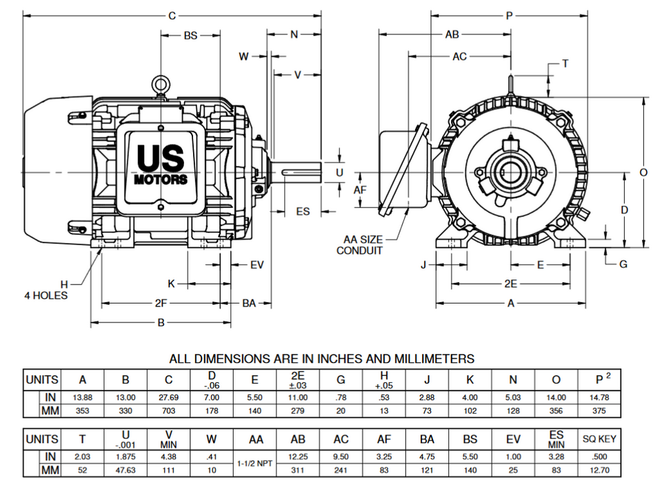 CD20P3E Nidec 20 hp 1200 RPM 286T Frame (Rigid Base) 208-230/460V TEFC ...