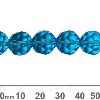 Deep Aqua 12mm Round Glass Crystal Strands | Buy Beads Online