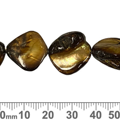 18mm Dark Brown Flat Nugget Shell Bead Strands