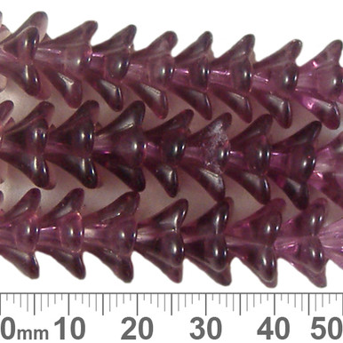 9mm Rose Purple Glass Flower Bell Drop Strands