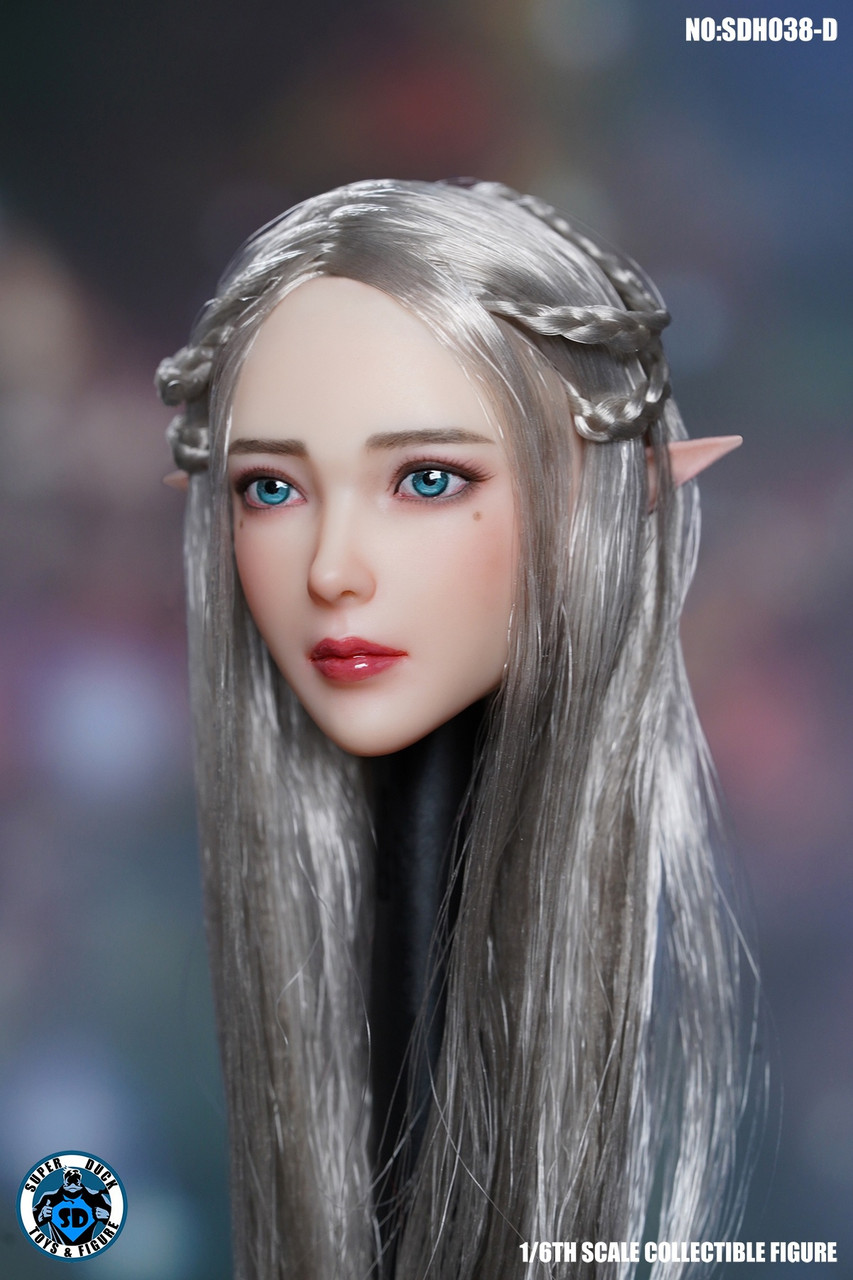 Super Duck 1:6 Elf Female Head Sculpture with Sliver Hair [SUD-SDH038D ...