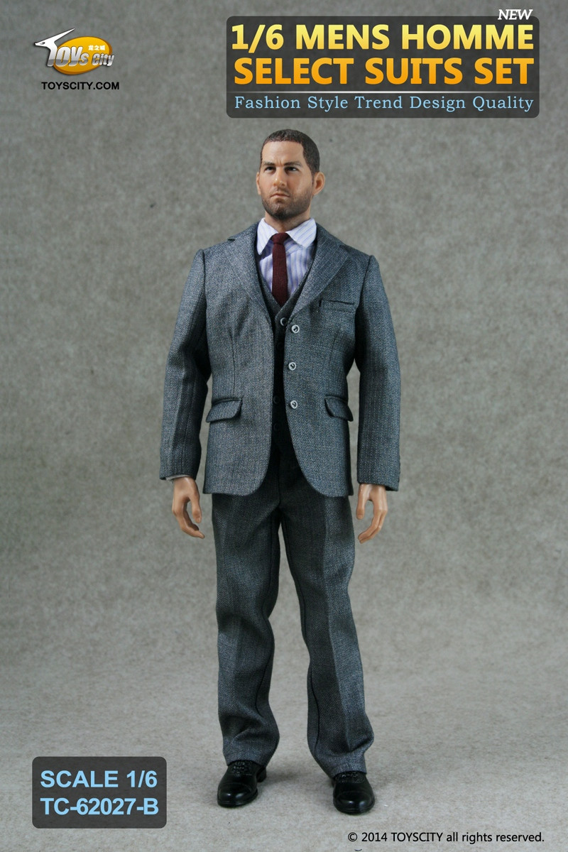 [TC-62027B] Toys City Mens Homme Select Suits in Grey Action Figure ...
