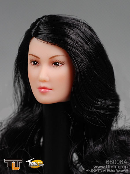 [TTL-68006A] TTL Female Head with Long Curly Black Hairstyle - EKIA Hobbies
