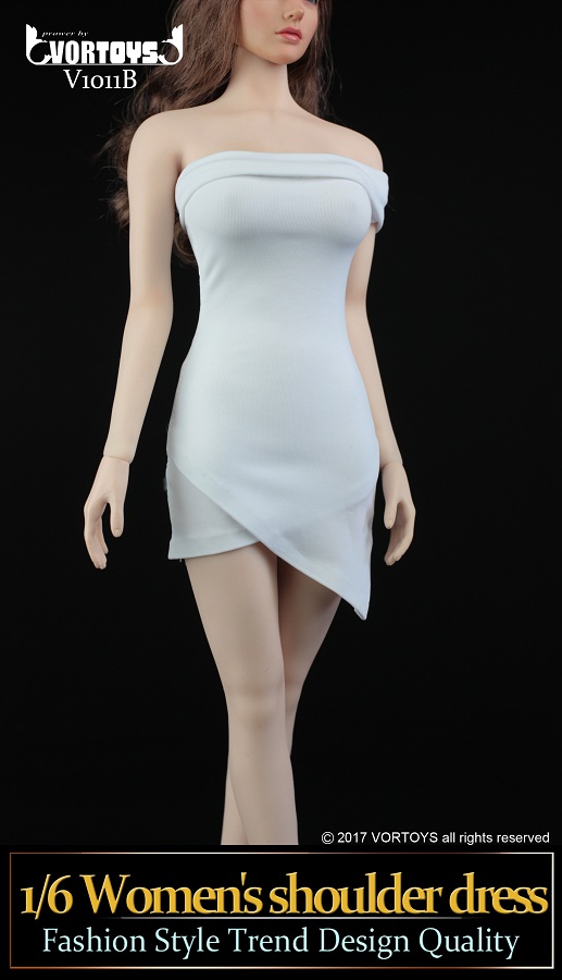 [VOR-1011B] VORTOYS 1/6 Women's White Shoulder Dress - EKIA Hobbies