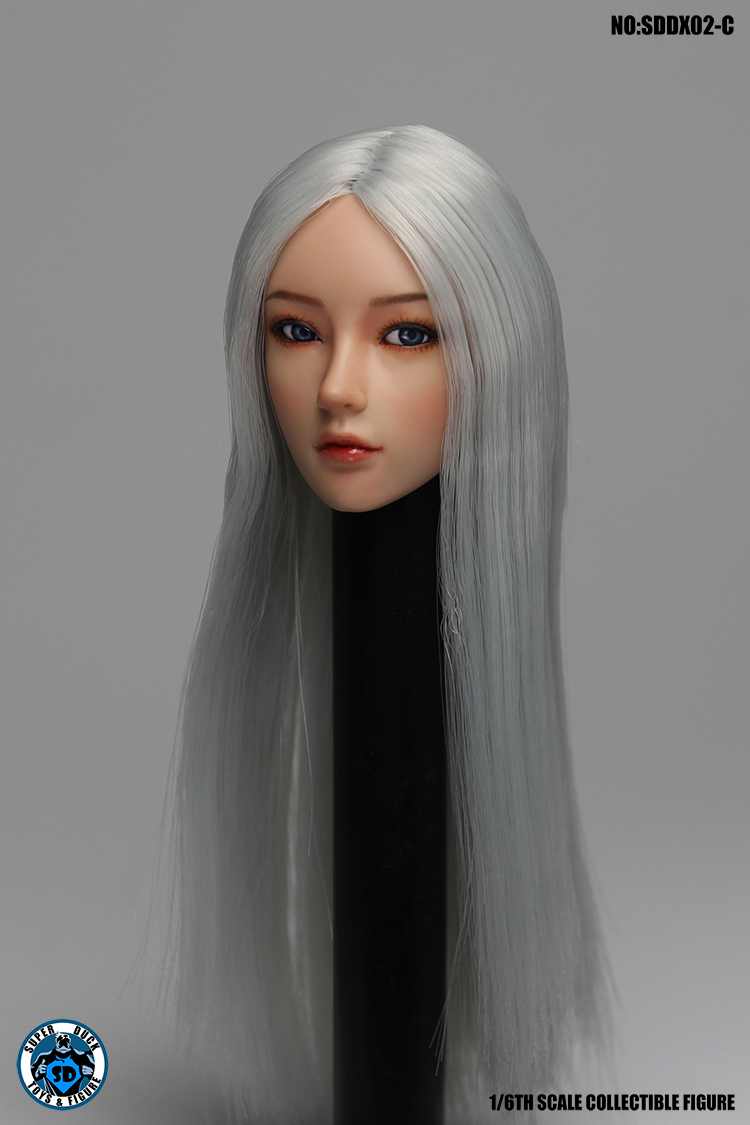 [sud Dx02c] 1 6 White Sliver Hair Headsculpt With Movable Eye Ball By