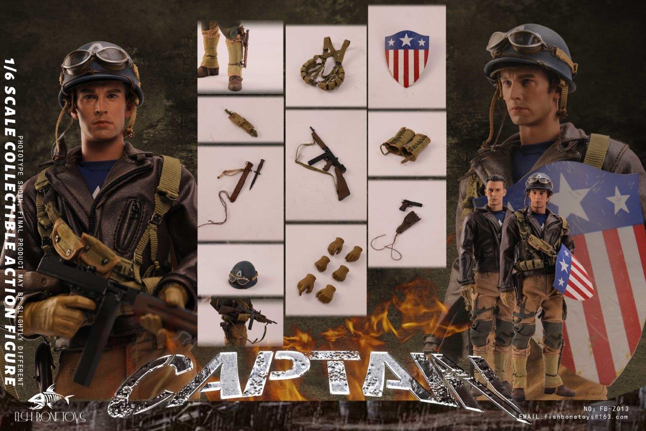 Fish Bone Toys America World War II Captain 1/6 Action Figure [FB-Z013 ...