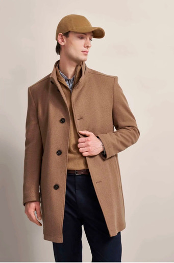 BUGATTI WOOL COAT - BEIGE - Bolder Menswear