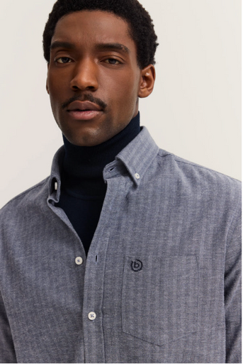 BUGATTI LS BUTTONED DOWN SHIRT BLUE - Bolder Menswear