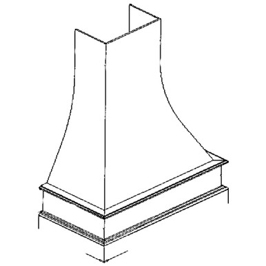 Contoured Chimney Hood 38 W X 46 H X 20 D *top 12 inches trimable ...