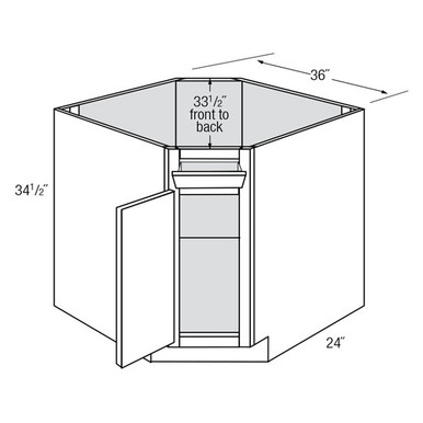 Diagonal Corner Sink Base w/ Tilt Out Tray 36 W X 34-1/2 H X 24 D ...