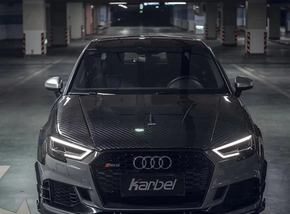 Carbon Dry Carbon Fiber Double-sided Hood Bonnet Ver.2 for Audi A3, S3 ...