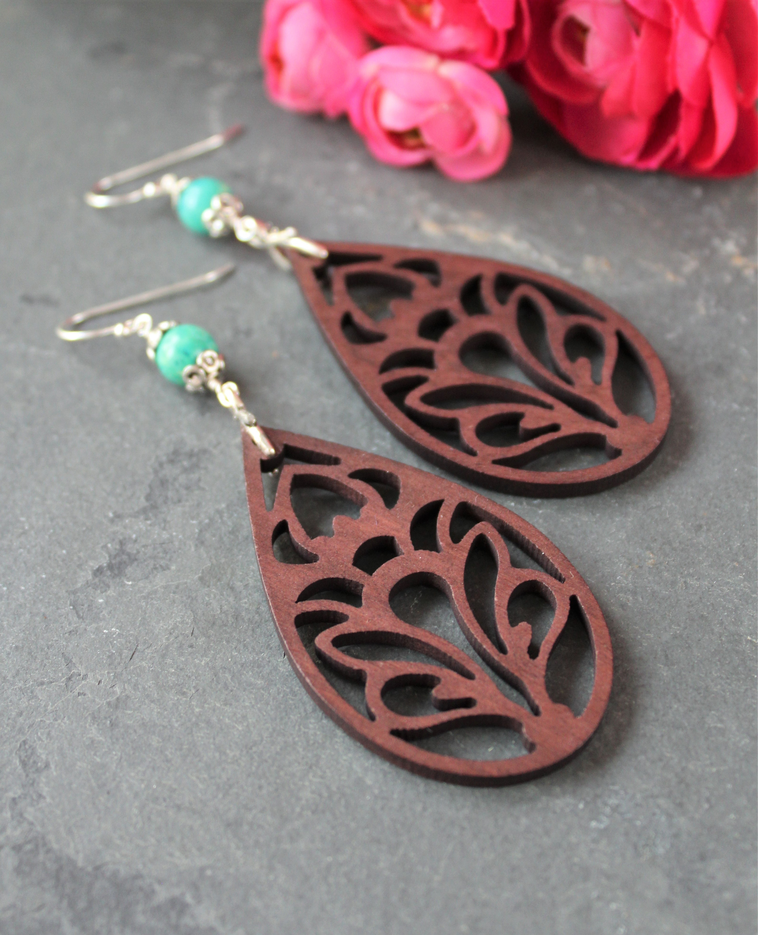 Wooden Boho Earrings - Teardrop | Ever Designs Jewelry