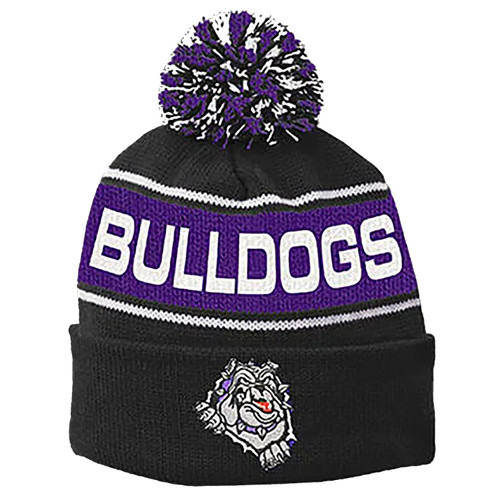 Custom Knit Winter Hats and Beanies - Bulldogs Design | Elevation Sports
