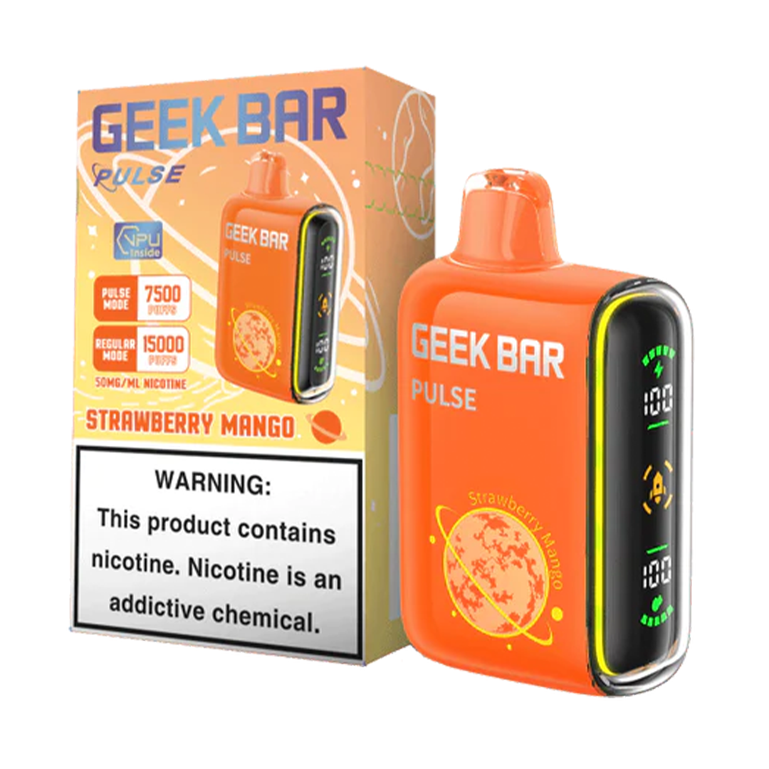 GEEK BAR PULSE 15K PUFFS STRAWBERRY MANGO DISPOSABLE VAPE 5% NICOTINE ...