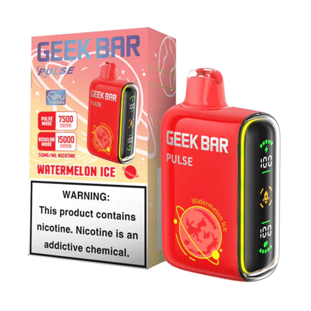 GEEK BAR PULSE 15K PUFFS WATERMELON ICE DISPOSABLE VAPE 5% NICOTINE ...