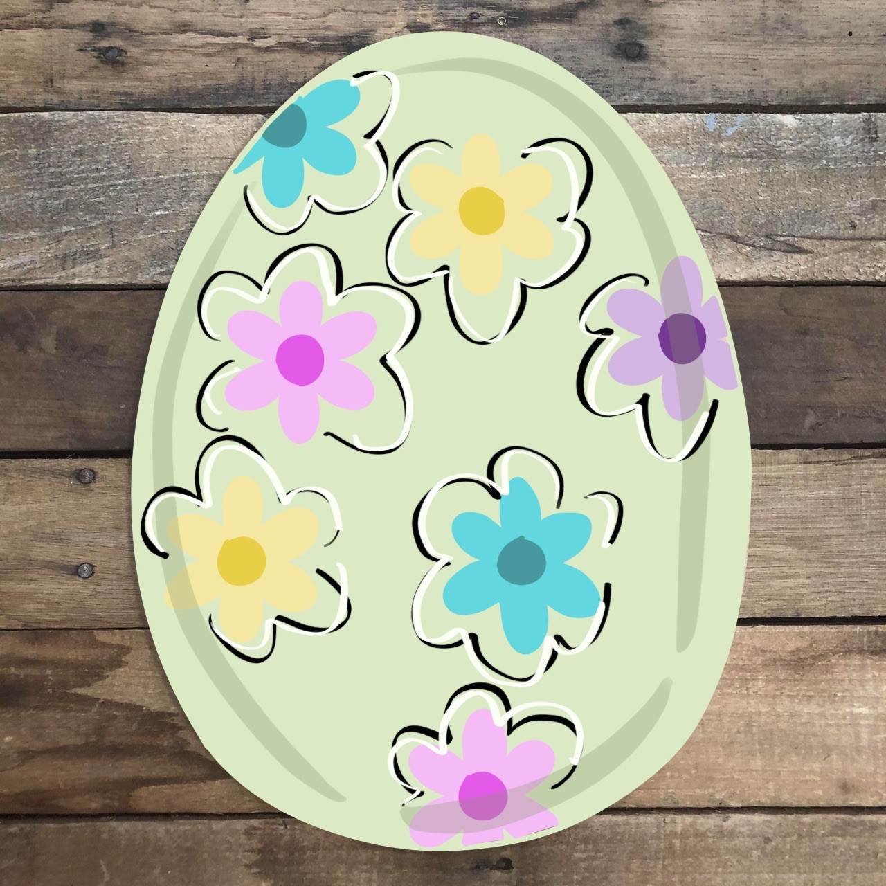 Buy Easter Egg with Flowers Cutout, Unfinished Wall Decor, Paint by Line