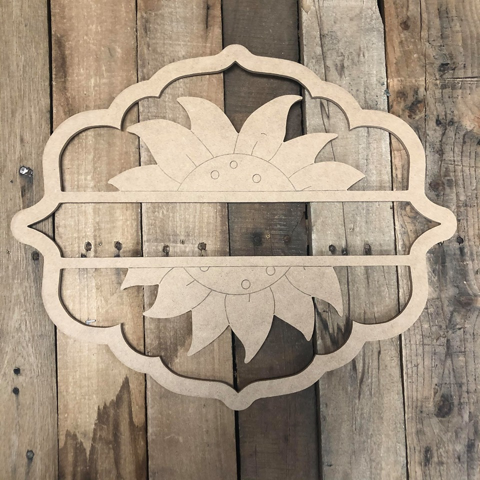 Buy Sunflower Name Frame, Paint by Line, Unfinished Wood Craft