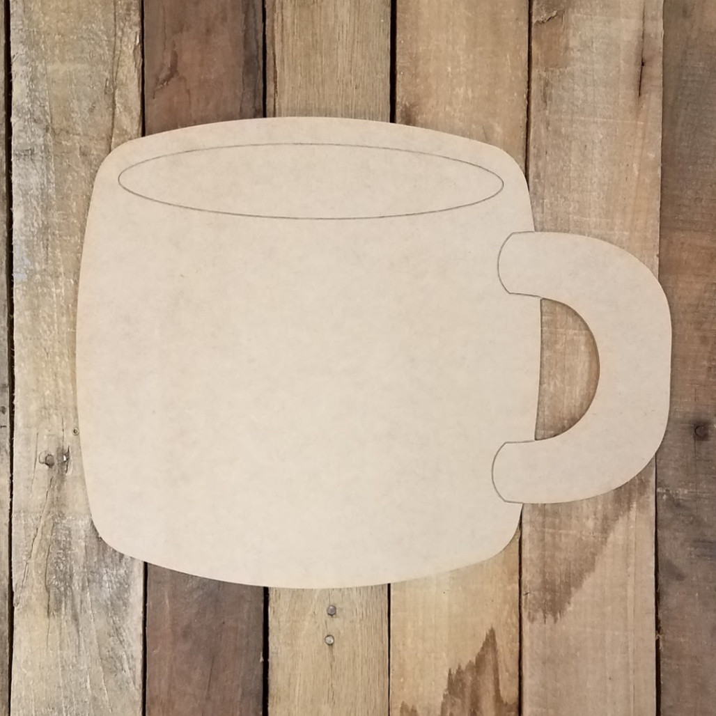 Buy Coffee Cup Wood Shape, Unfinished Craft, Wood Cutout