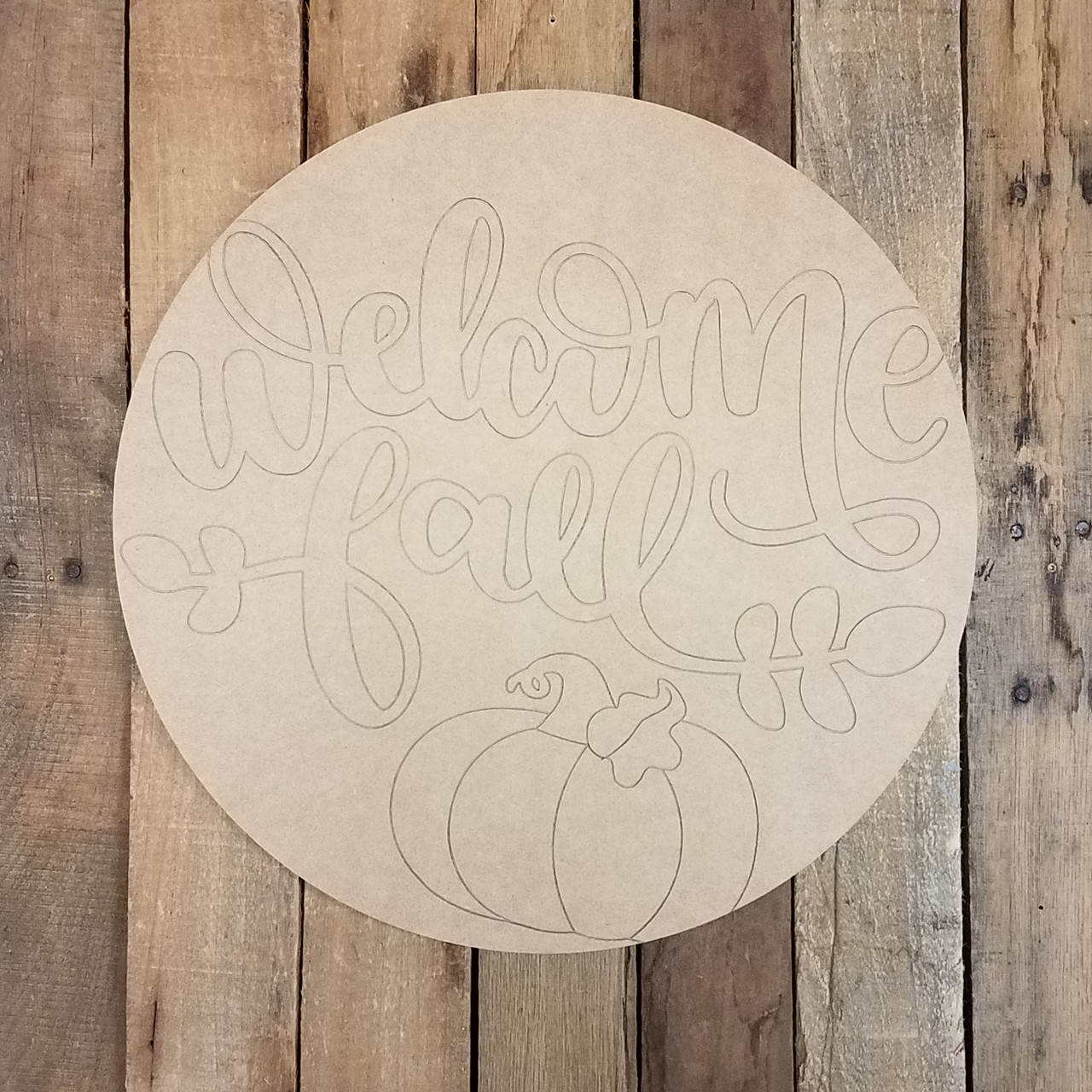 Welcome Pumpkin Fall Decor Circle, Wooden Shape, Paint by Line - Build ...