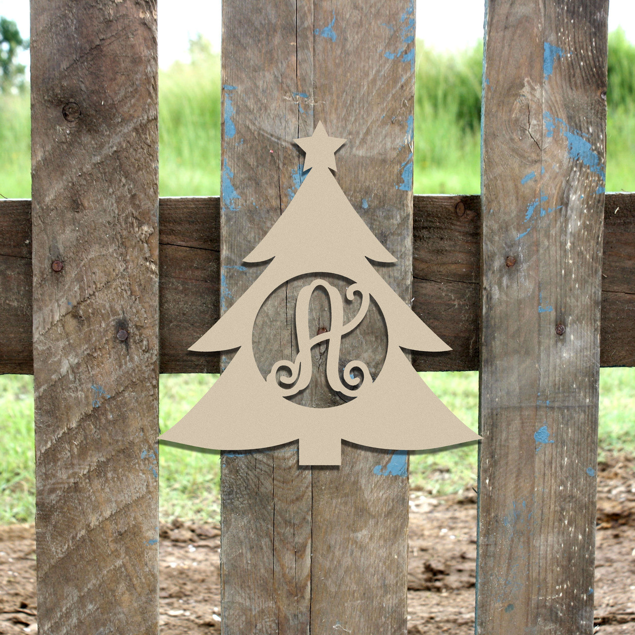 Buy Wooden Christmas Tree Sign Online, Unfinished Framed Monogram