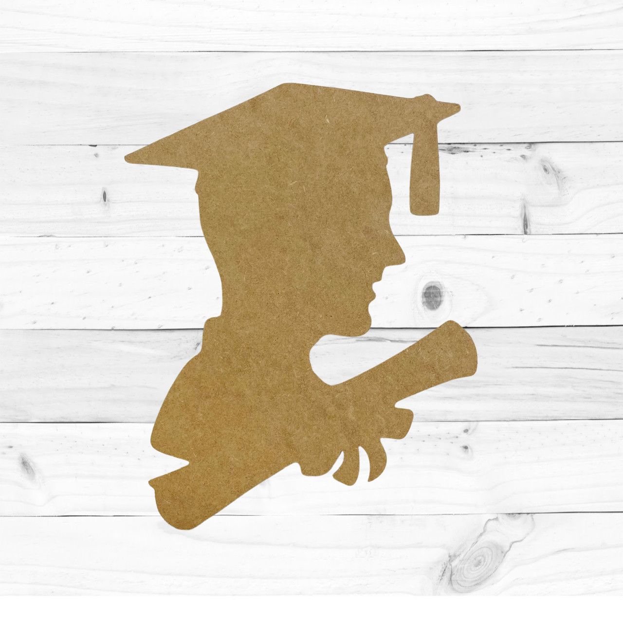 Buy Girl with Diploma Graduating Craft, Unfinished Wooden Cutout
