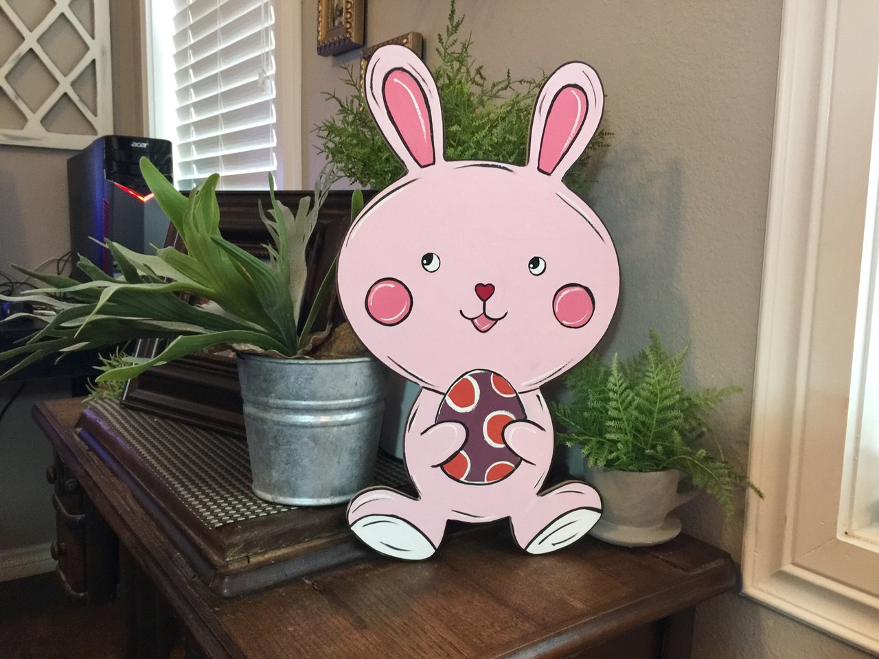Buy Easter Bunny with Egg Craft, Unfinished Wood Cutout, Paint by Line