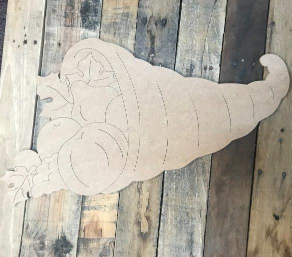 Buy Cornucopia Cutout, Unfinished Wood Craft, Paint by Line