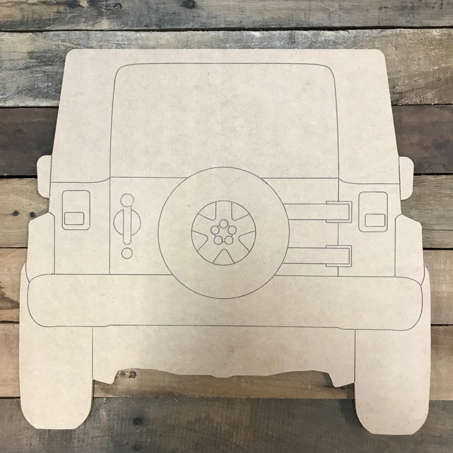 Buy Front of Jeep Wood Cutout, Unfinished Craft, Paint by Line