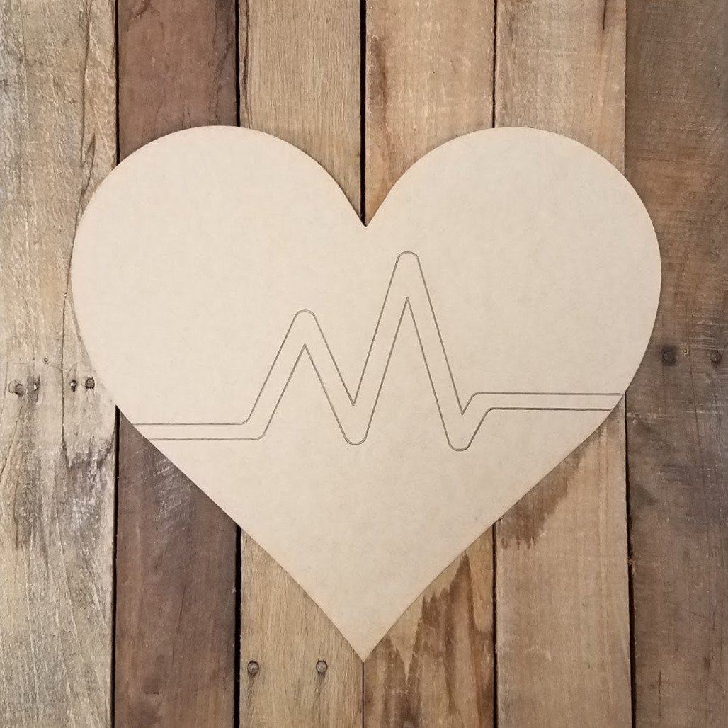 Buy Heart With EKG Line Cutout, Unfinished Wood Craft, Paint by Line