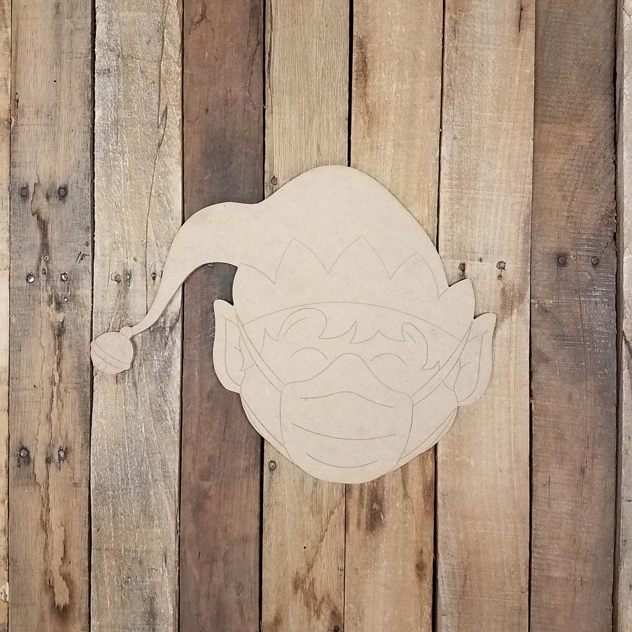 Elf Face With Mask | Paintable Wood Cutout | Build-A-Cross