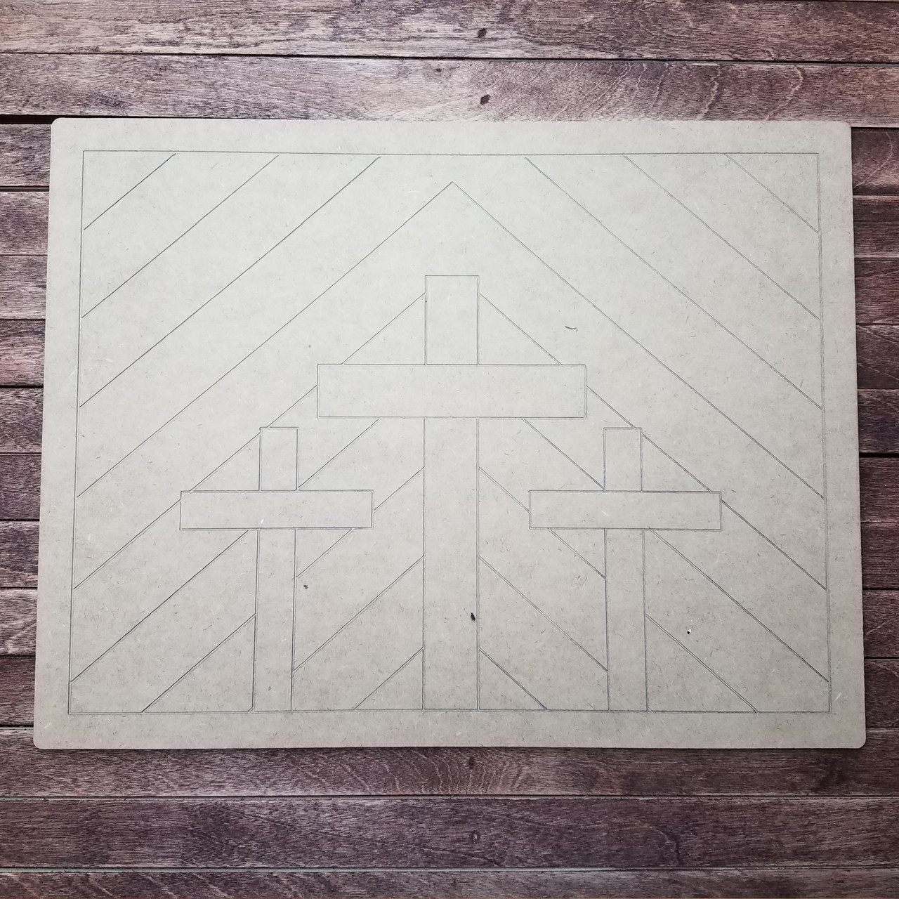 Geometric rectangle 3 Cross wooden Shape, Paint by Line - Build-A-Cross.com
