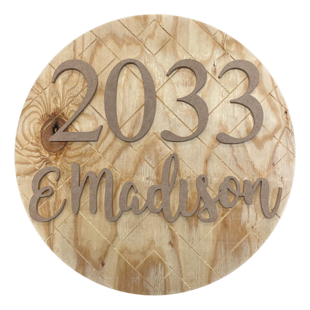 Geometric Circle Pine Address Sign, Unfinished Craft - Build-A-Cross.com