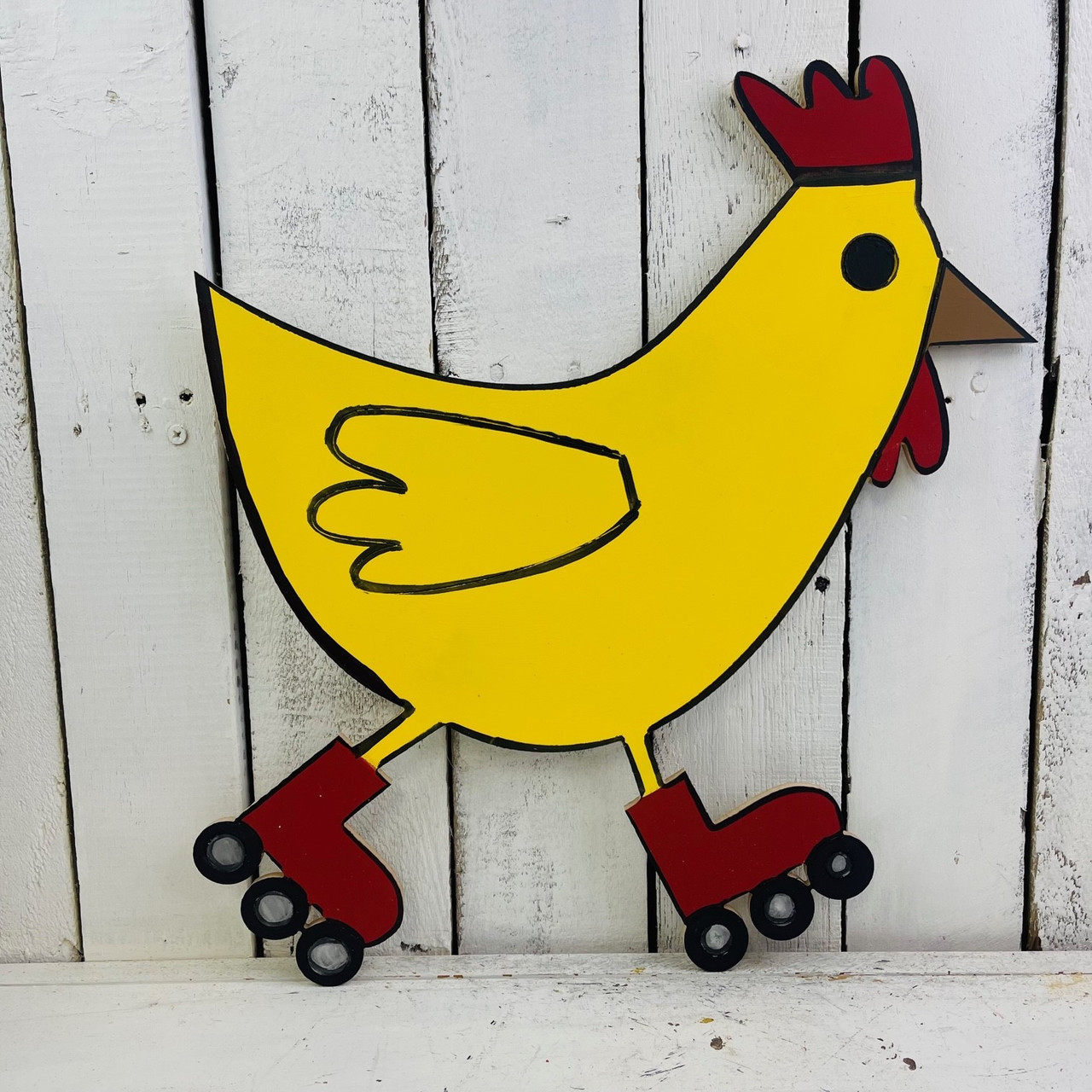 Chicken on Skates, Animal Shapes, Unfinished Wood Cutout, Paint by Line ...