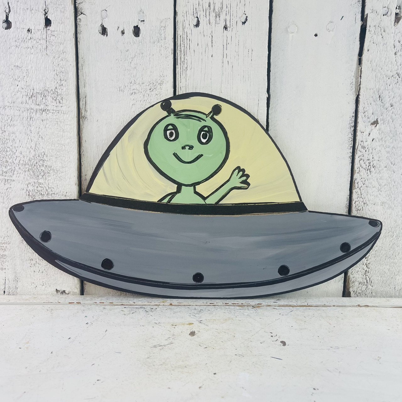 UFO, Kids Shape Unfinished Wood Cutout, Paint by Line - Build-A-Cross.com