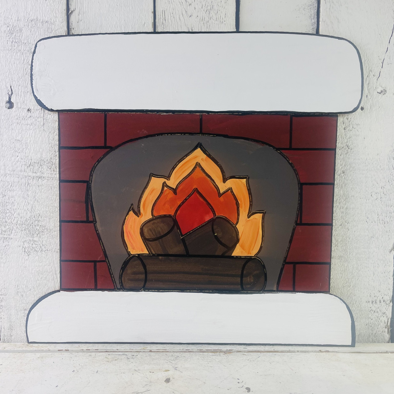 how to draw fire in a fireplace