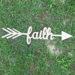 Arrow with word inside (faith) | Wood Unfinished Cutout | Build-A-Cross