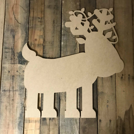 Buy Reindeer with Lights on Antlers, Unfinished Wood Christmas Shape