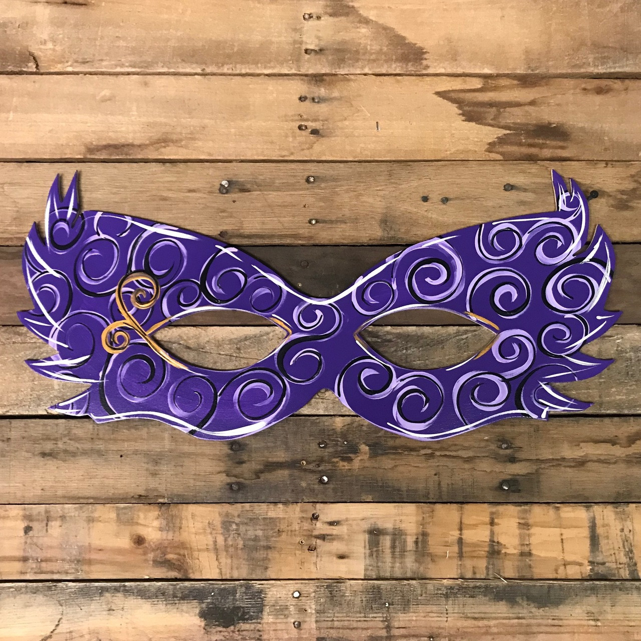 Buy Fancy Mardi Gras Mask Cutout, Unfinished Wooden Shape, MDF