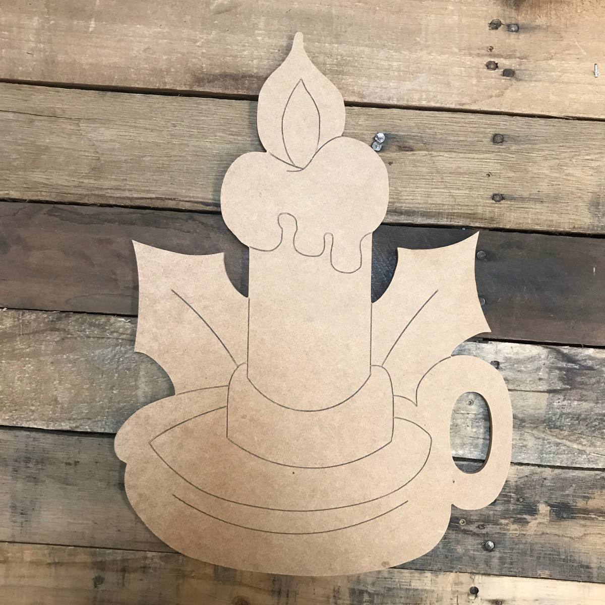 Buy Candle Wood Cutout, Unfinished Craft, Paintable MDF