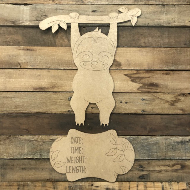 Buy Baby Sloth Hanging Wooden Cutout, Unfinished Craft, Paint by Line