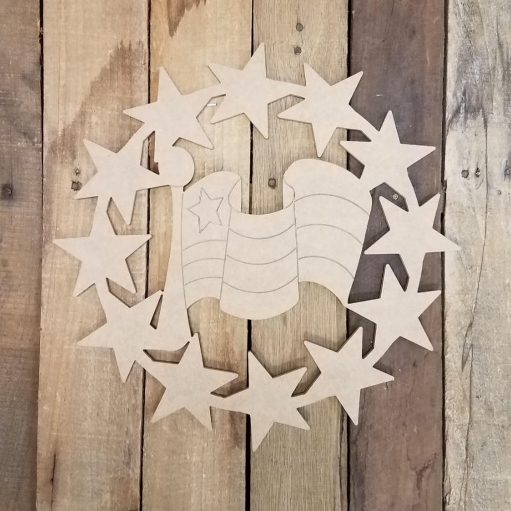 Buy Waving American Flag Shape, Unfinished Wood Cutout, Paint by Line