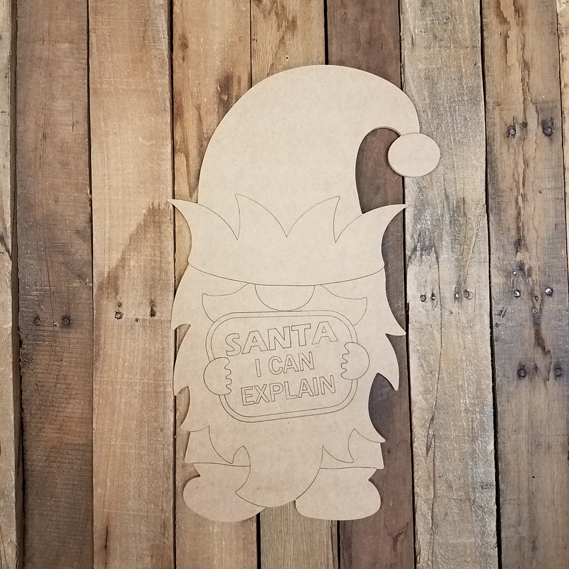 Christmas Elf Pug | Wood Unfinished Cutout | Build-A-Cross