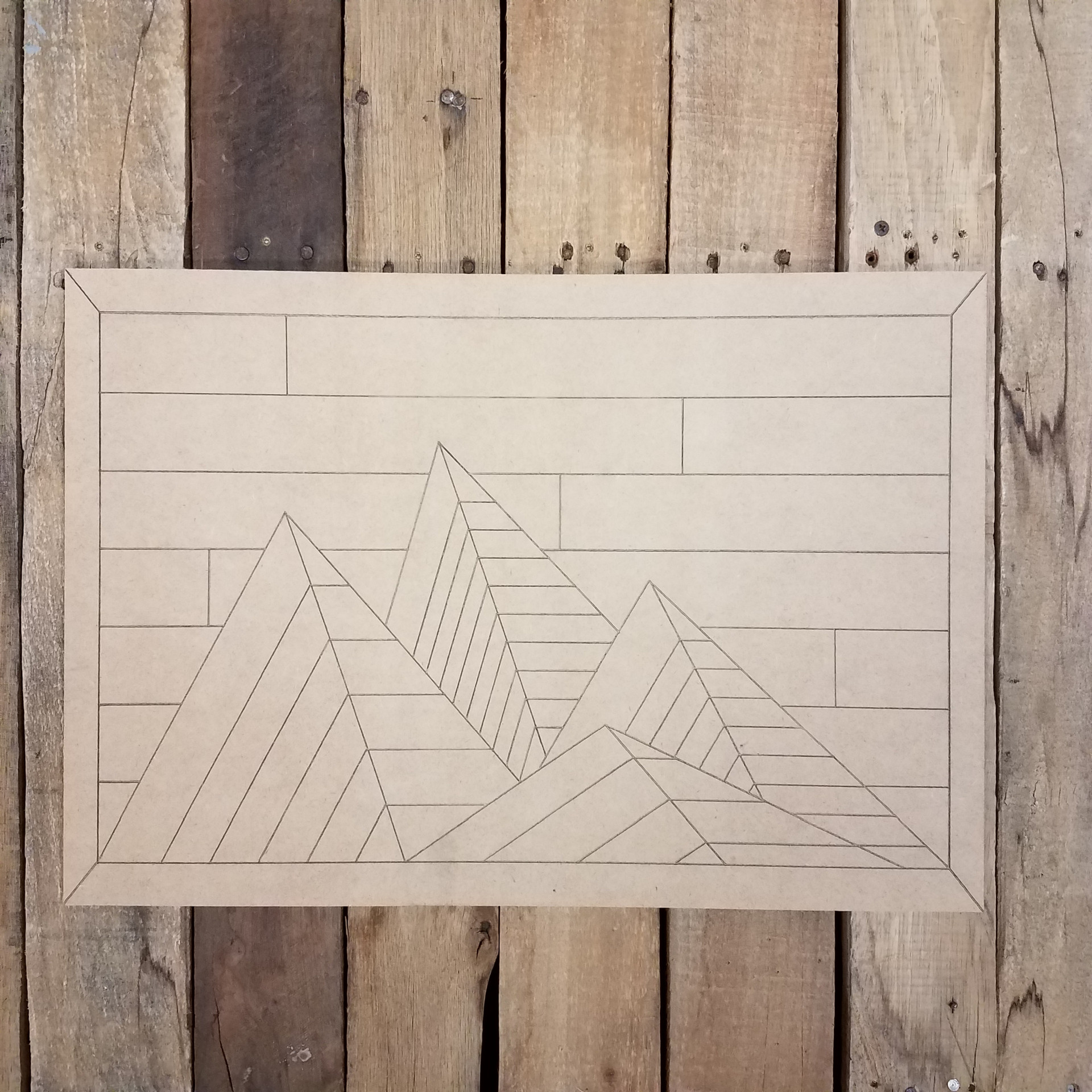 Geometric Bohemian Art Mountain Rectangle | Unfinished Wood Shape
