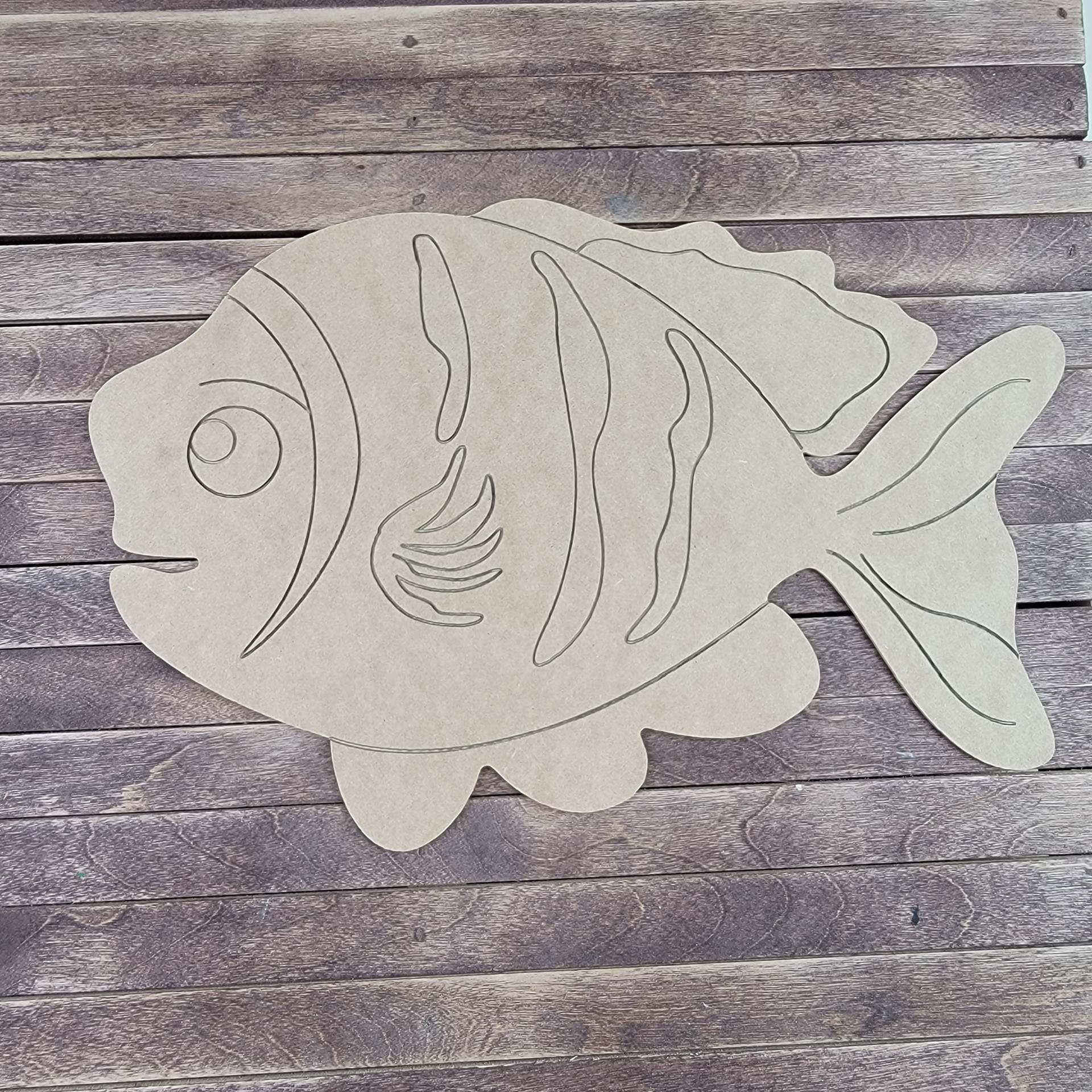Buy Fish in Bucket Wood Cutout, Unfinished Craft, Paint by Line