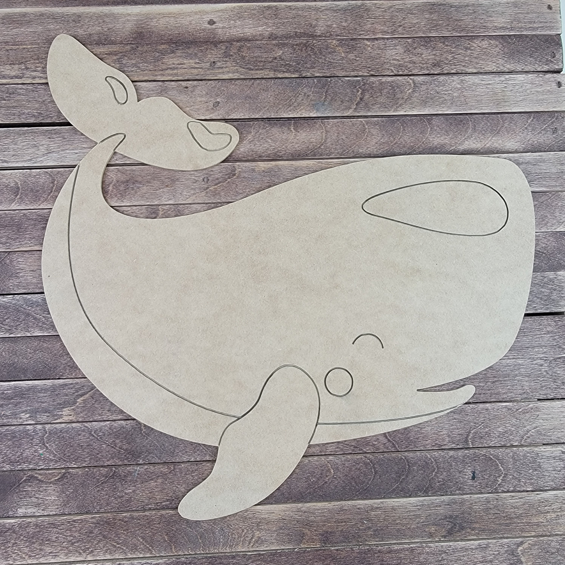Happy Whale Shape, Paint by Line, Wood Craft Cutout - Build-A-Cross.com