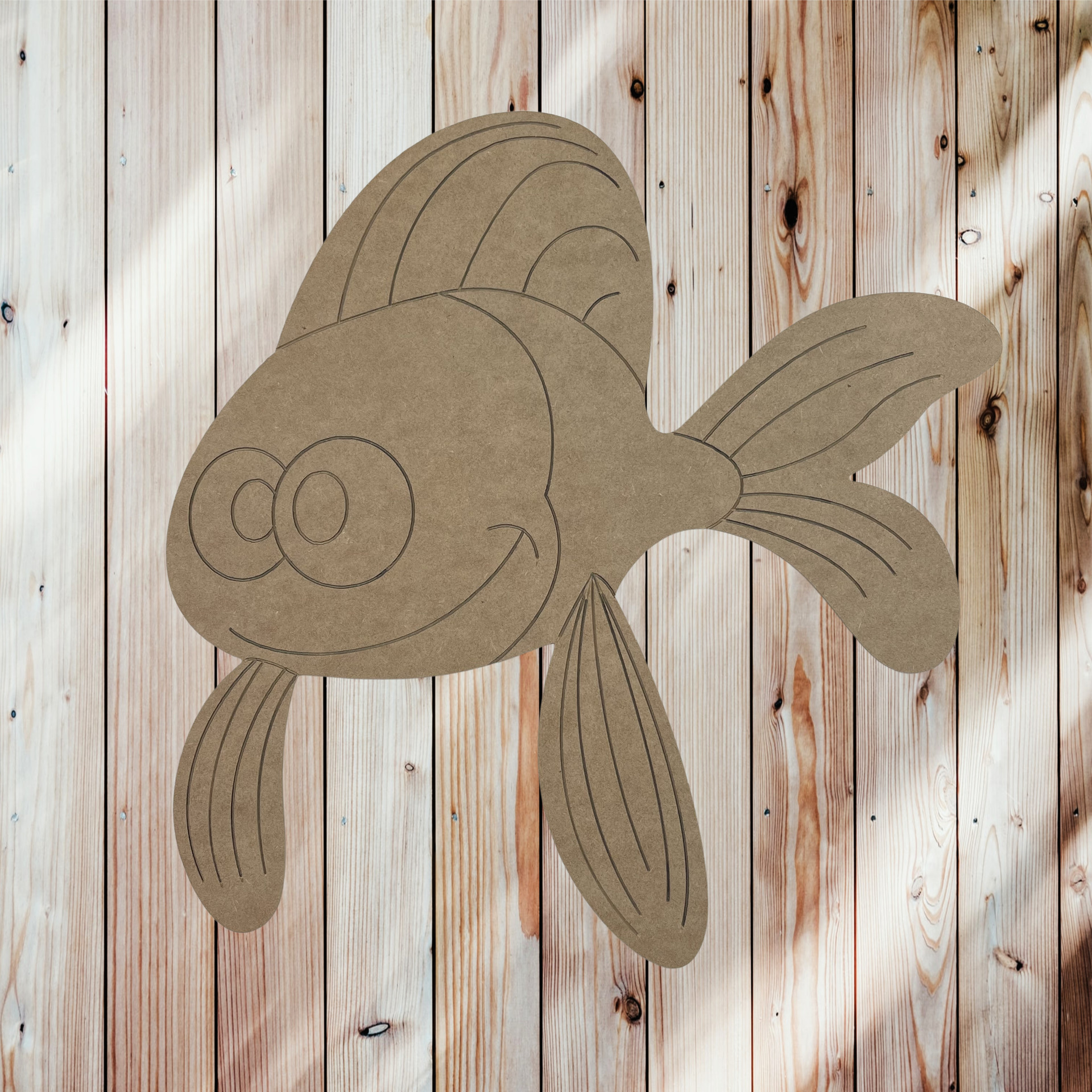 Buy Fish in Bucket Wood Cutout, Unfinished Craft, Paint by Line
