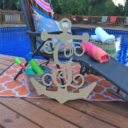 Anchor Monogram Letter, Anchor Frame Wooden - Unfinished DIY Craft